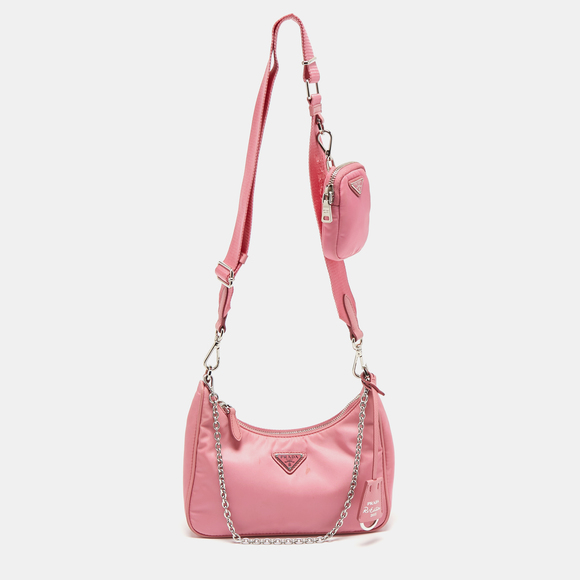 Prada | Bags | Prada Pink Nylon And Leather Reedition 205 Shoulder Bag ...